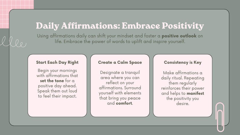 Daily Affirmation Cards Printable | Self Care and Mental Health Tips ...