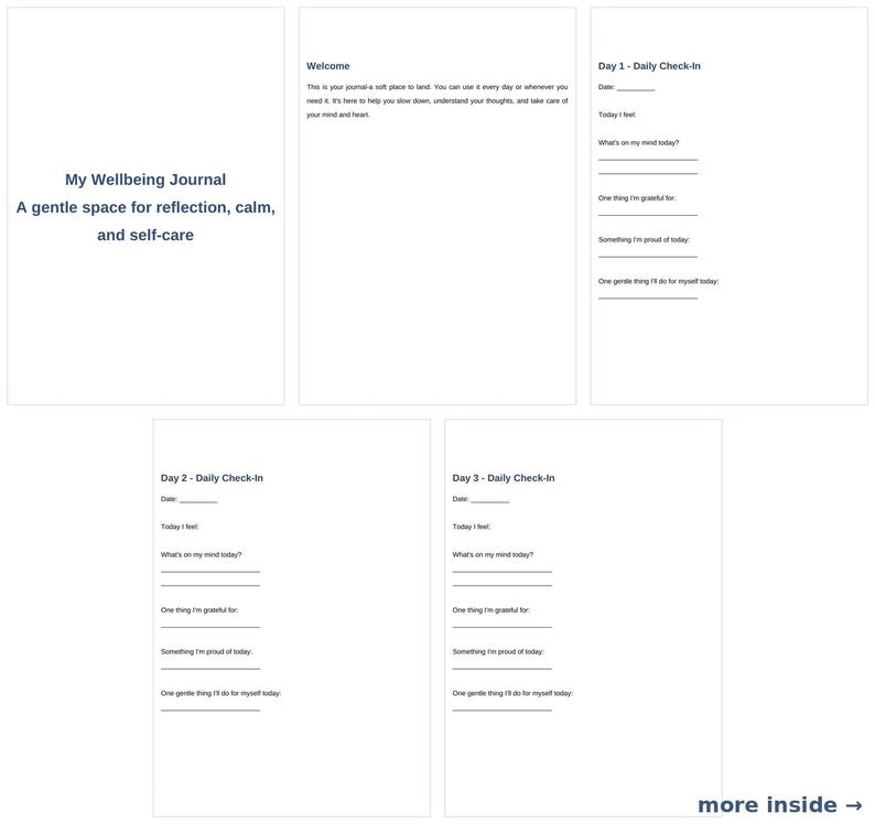 30-day Wellbeing Journal & Mental Health Powerpoint | Printable ...