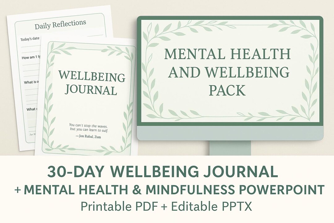 30-day Wellbeing Journal & Mental Health Powerpoint | Printable ...