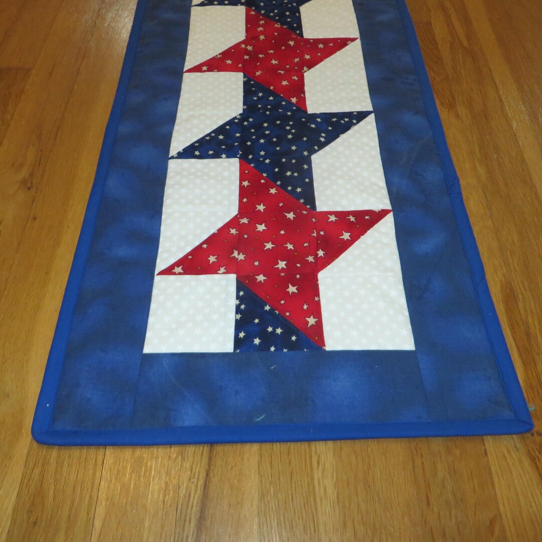 Bright Patriotic Star Table Runner - Etsy