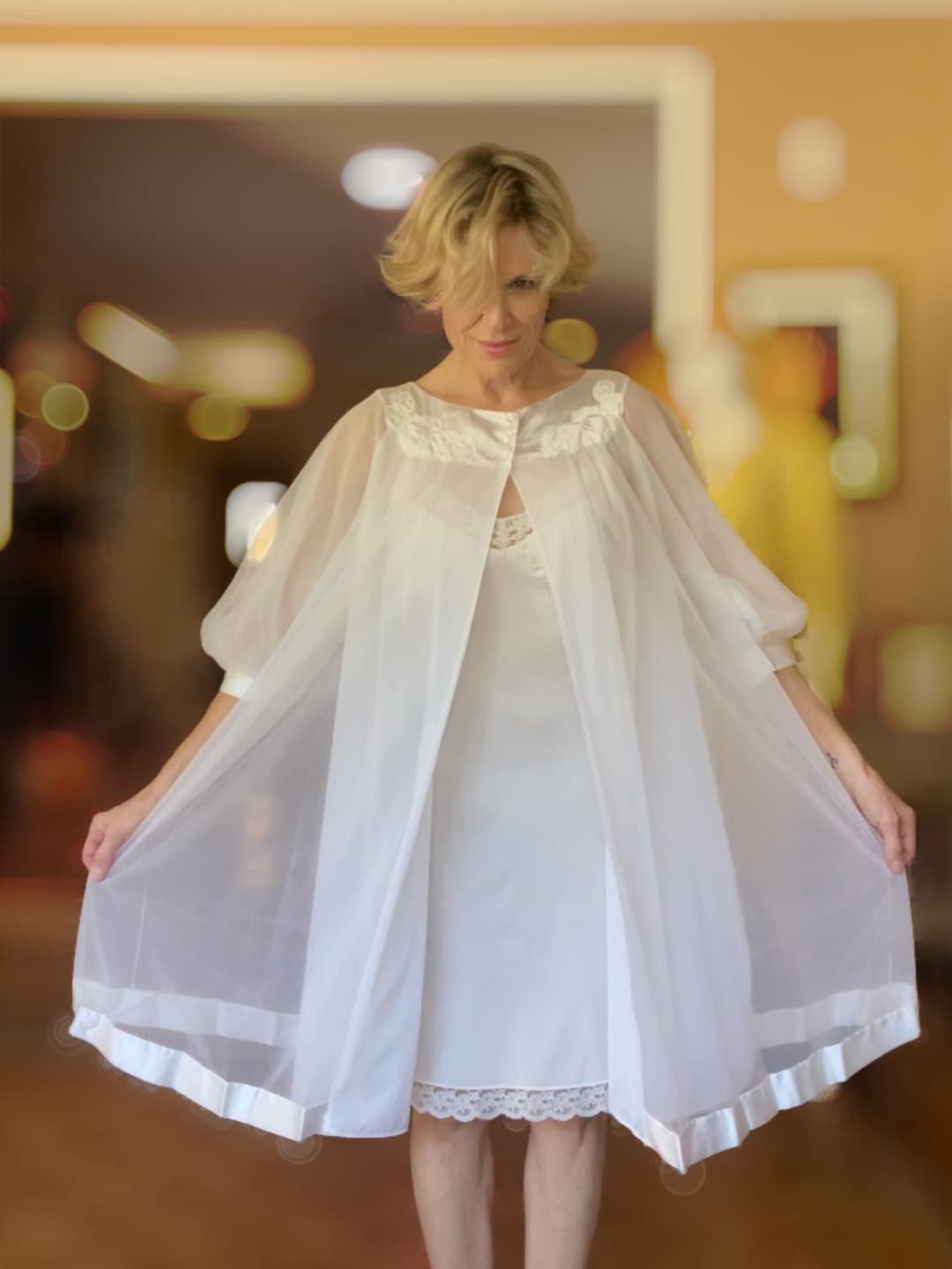 Adorable Vintage Sheer White Peignoir - Etsy