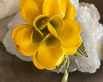 Yellow Rose Brooch - Etsy