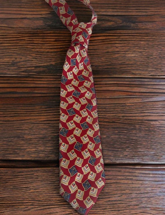 Vintage Christian Dior Red Silk Nautical Necktie - Gem