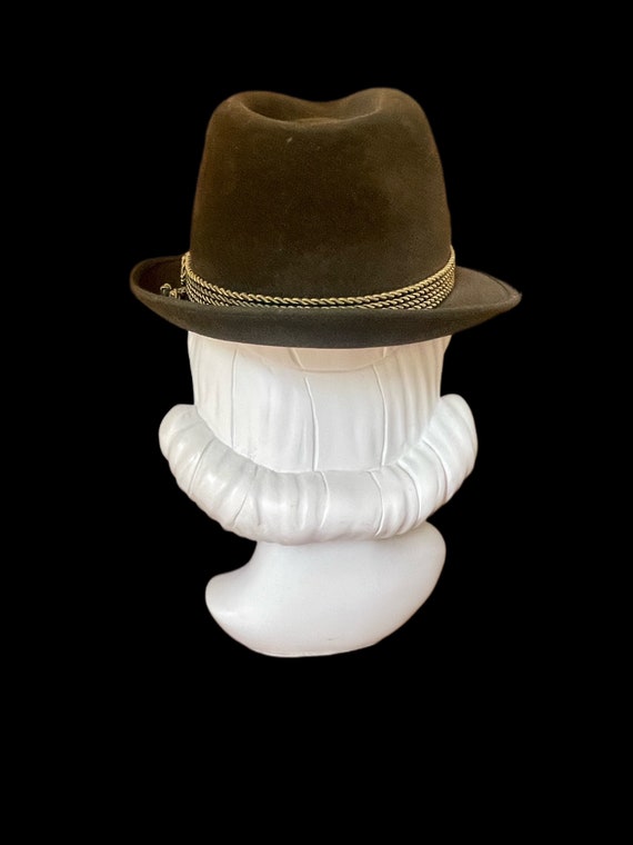 Mid Century Deep Hunter Green Velvet Fedora - Gem