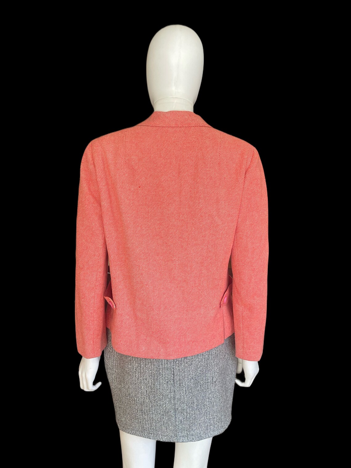 Mid Century Davidow Coral Red and Pink Striped Wool Box Jacket - Etsy