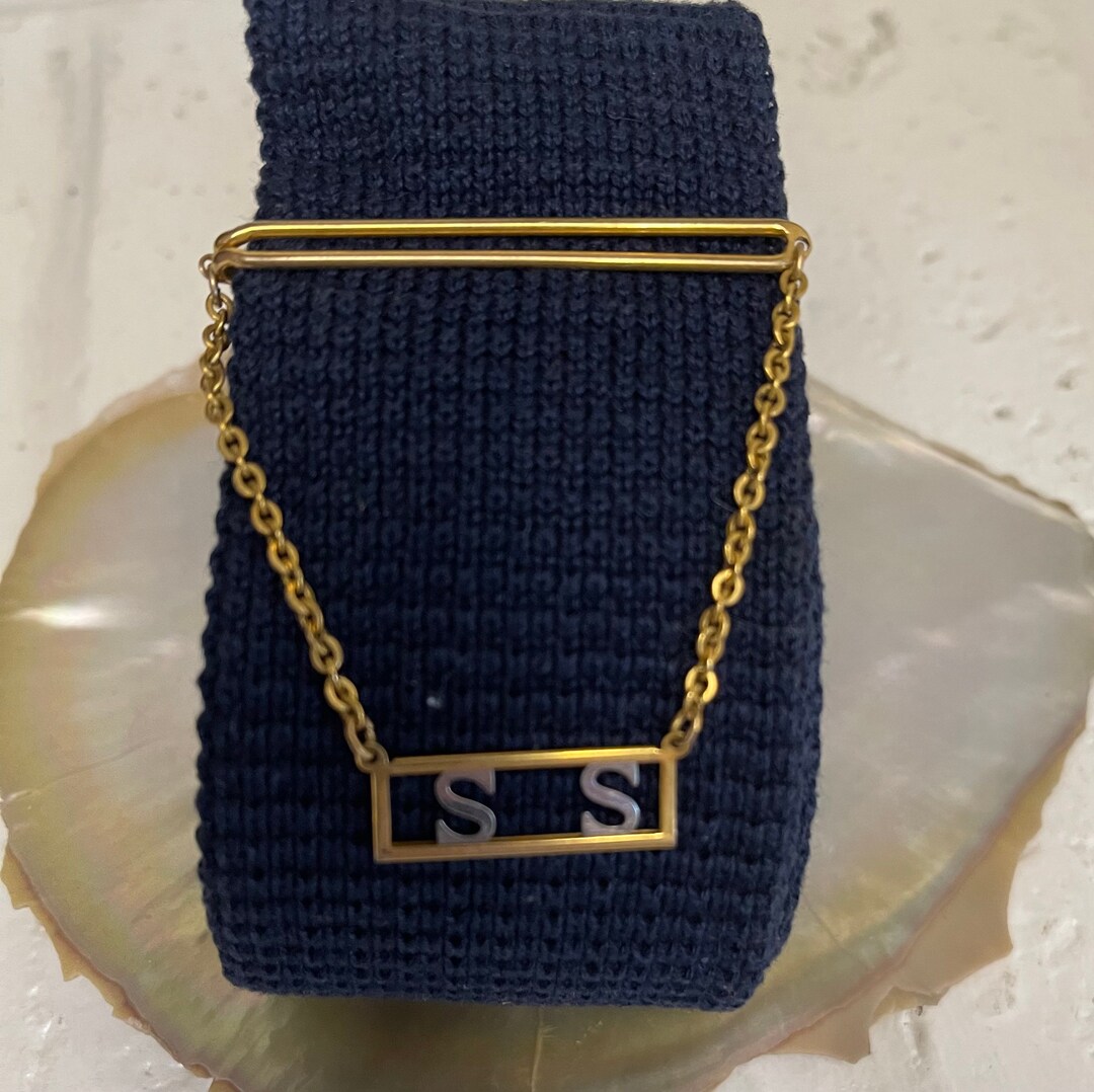 Vintage Swank Tie Bar/clip and Chain -monogrammed SS - Etsy