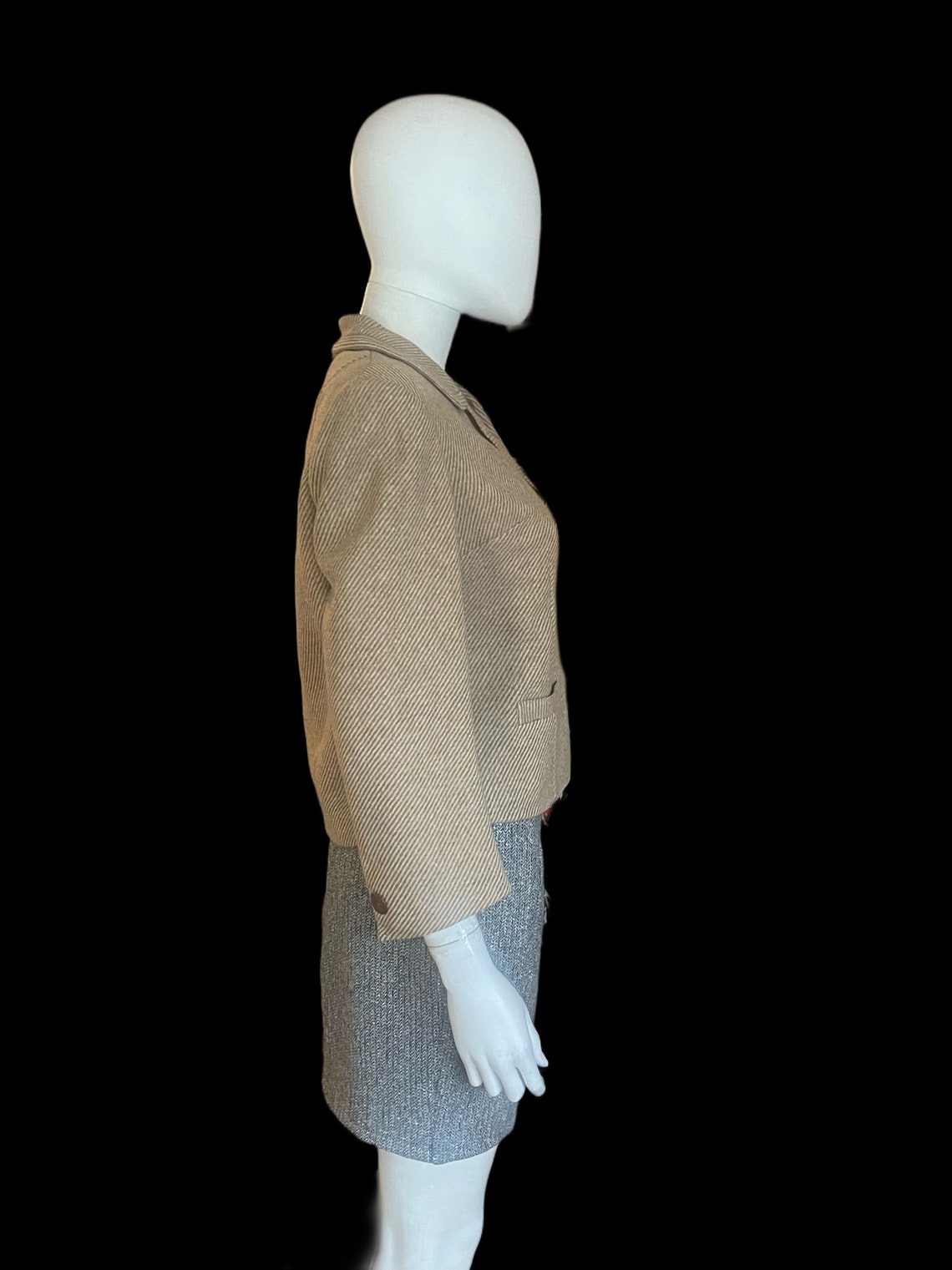 Vintage Davidow Camel and Cream Striped Wool Box Jacket - Etsy