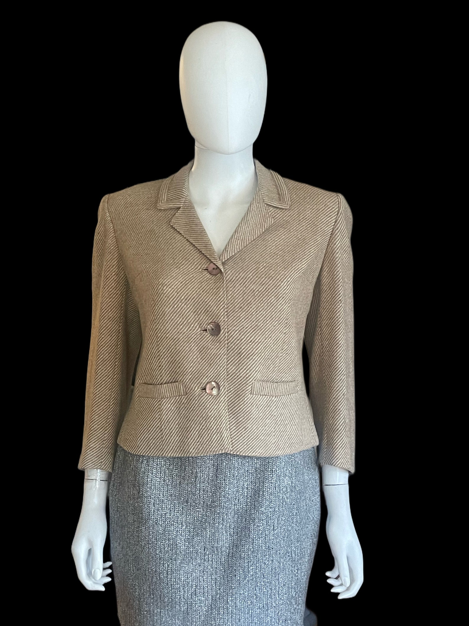 Vintage Davidow Camel and Cream Striped Wool Box Jacket - Etsy