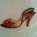 Vintage Red Leather/clear Plastic Peep Toe Sling Back Heels Circa 1960s ...