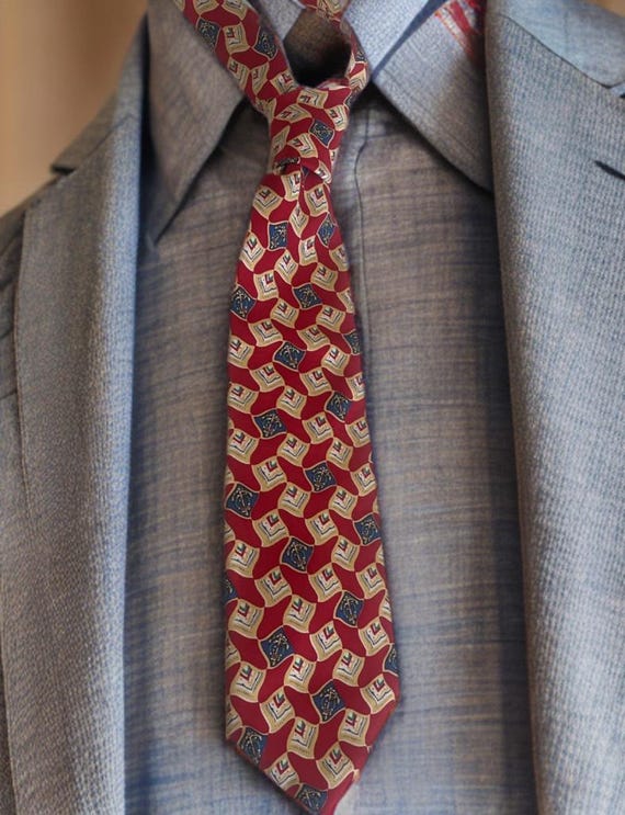 Vintage Christian Dior Red Silk Nautical Necktie - Gem