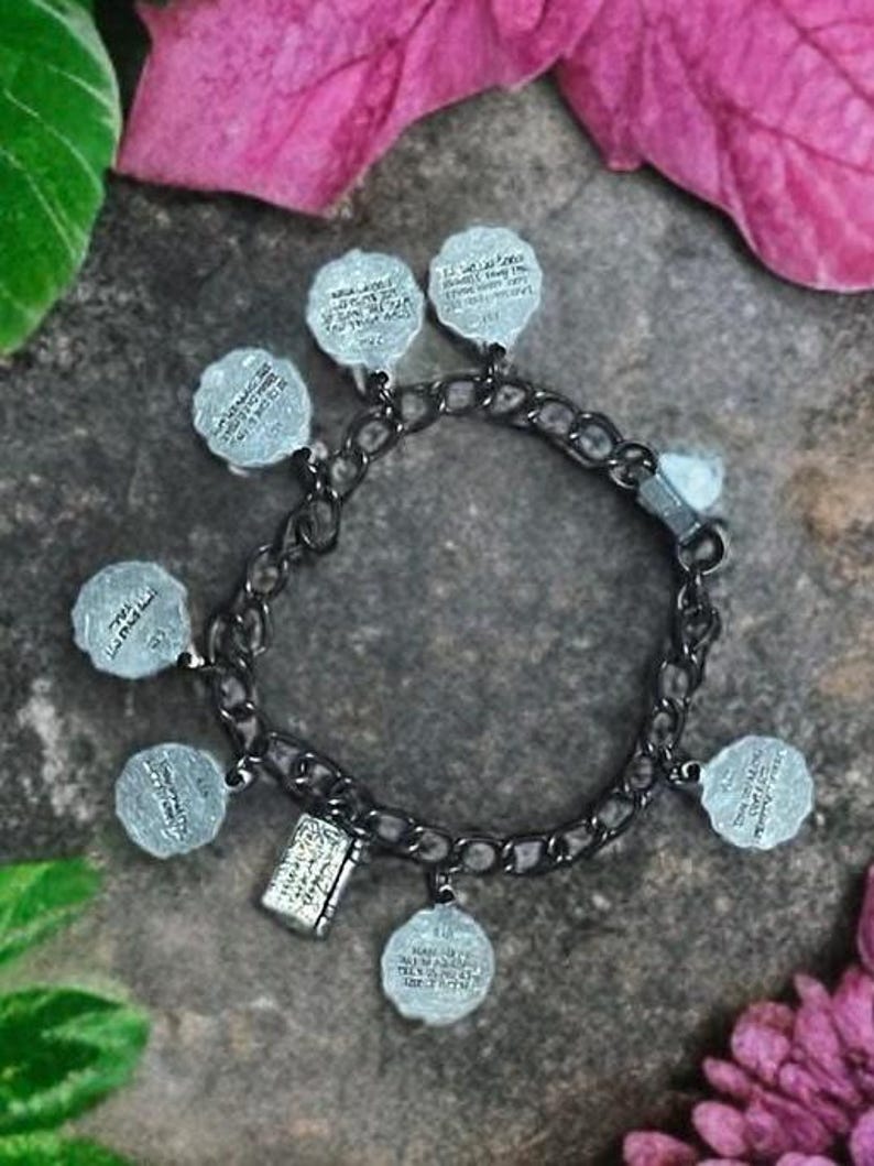 Vintage Silver Ten Commandments Charm Bracelet - Etsy