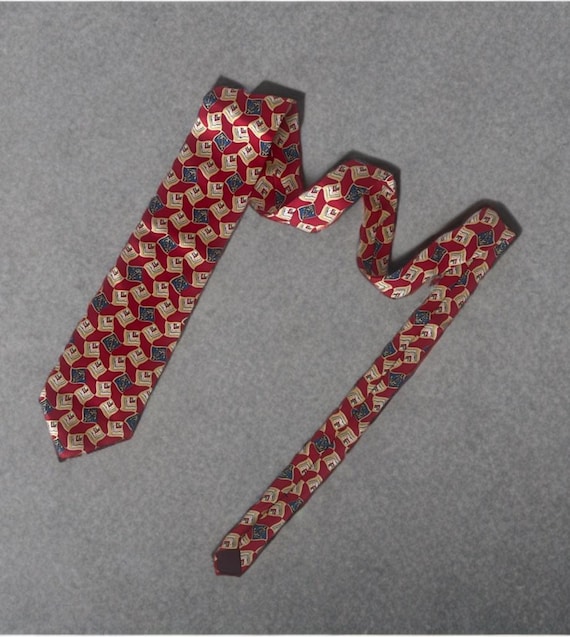 Vintage Christian Dior Red Silk Nautical Necktie - Gem