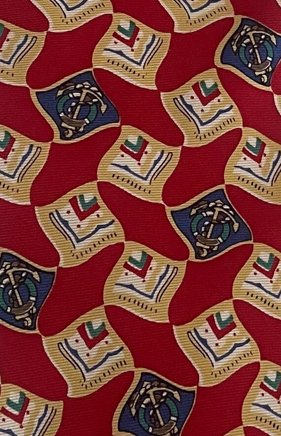 Vintage Christian Dior Red Silk Nautical Necktie - Gem
