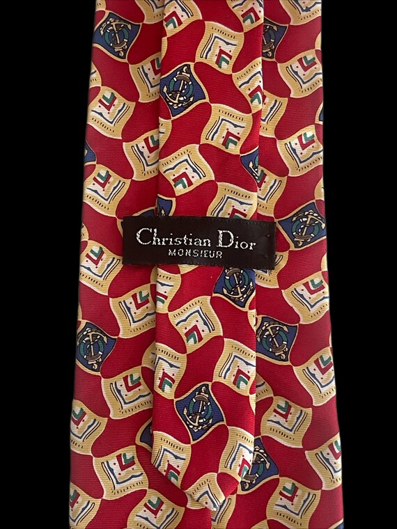 Vintage Christian Dior Red Silk Nautical Necktie - Gem