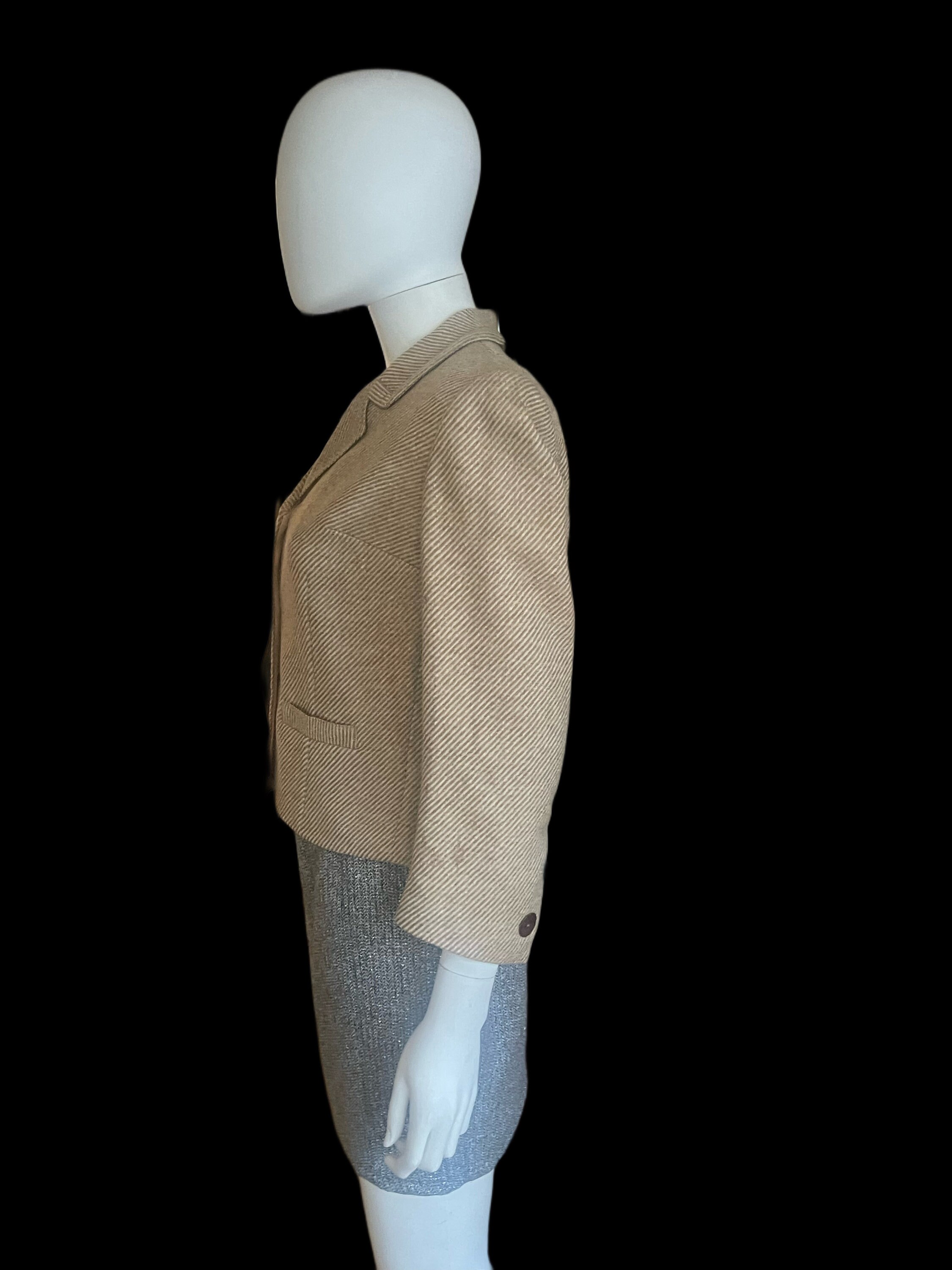 Vintage Davidow Camel and Cream Striped Wool Box Jacket - Etsy