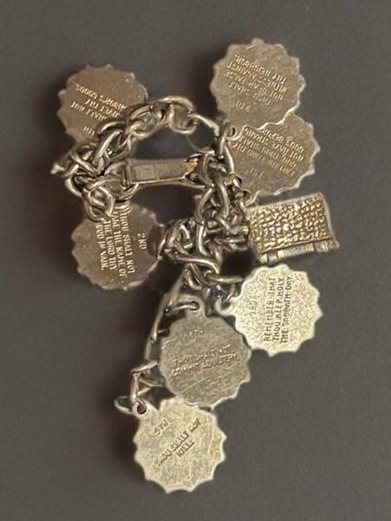 Vintage Silver Ten Commandments Charm Bracelet - Etsy