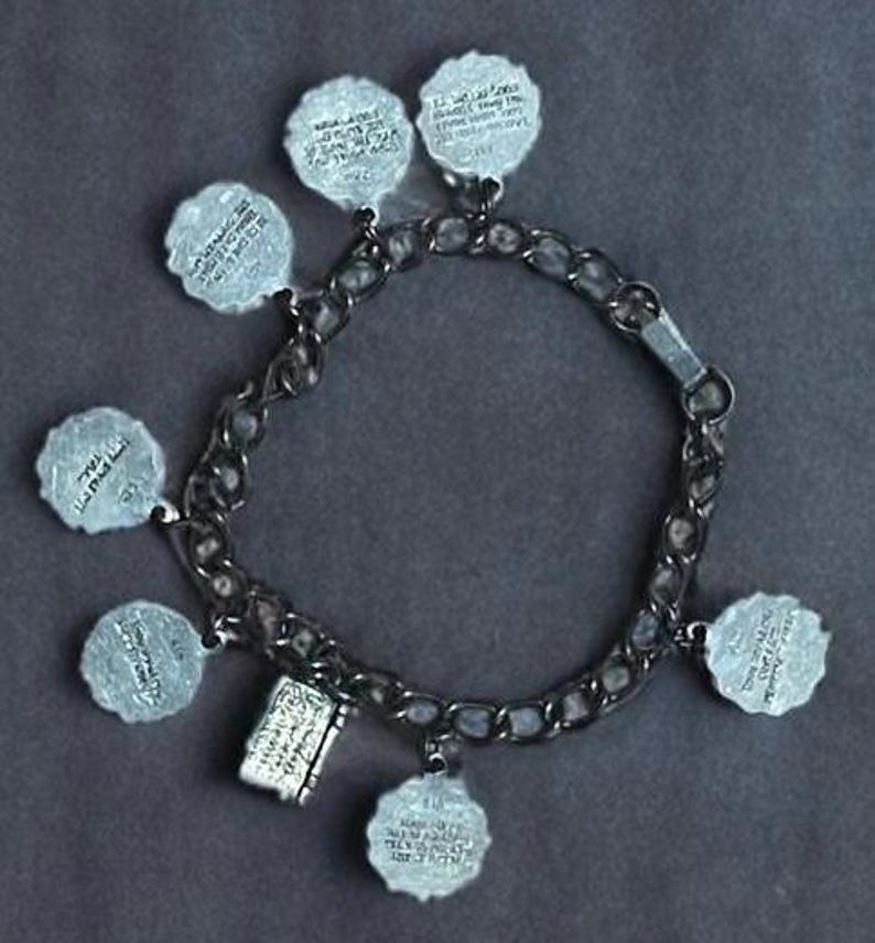 Vintage Silver Ten Commandments Charm Bracelet - Etsy