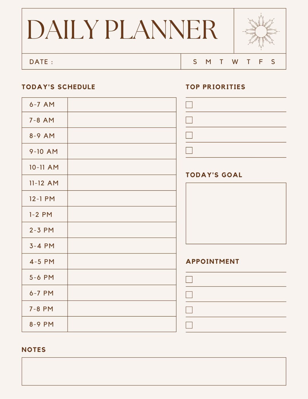 Executive Daily Planner Template - Printable PDF Digital Download - Etsy