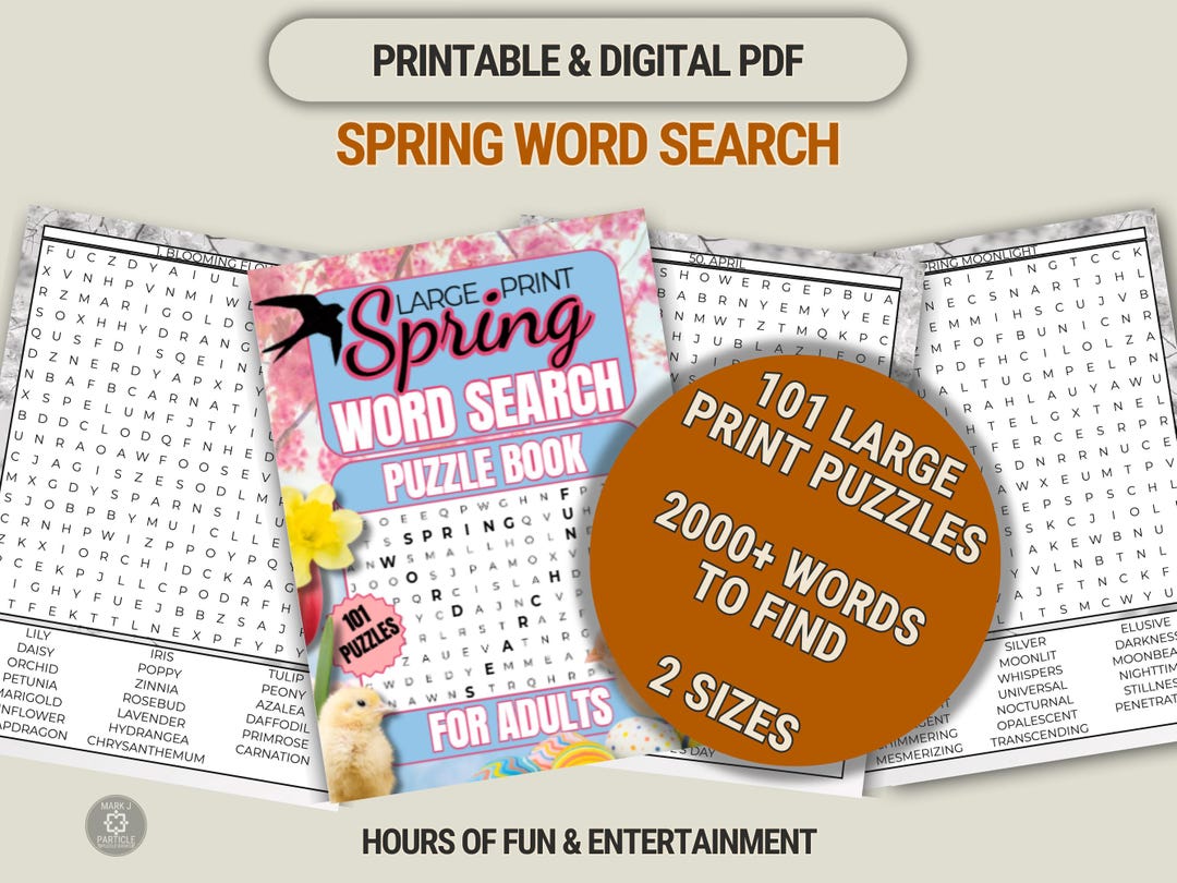 Large Print Spring Word Search Puzzle Book (PDF) - Etsy