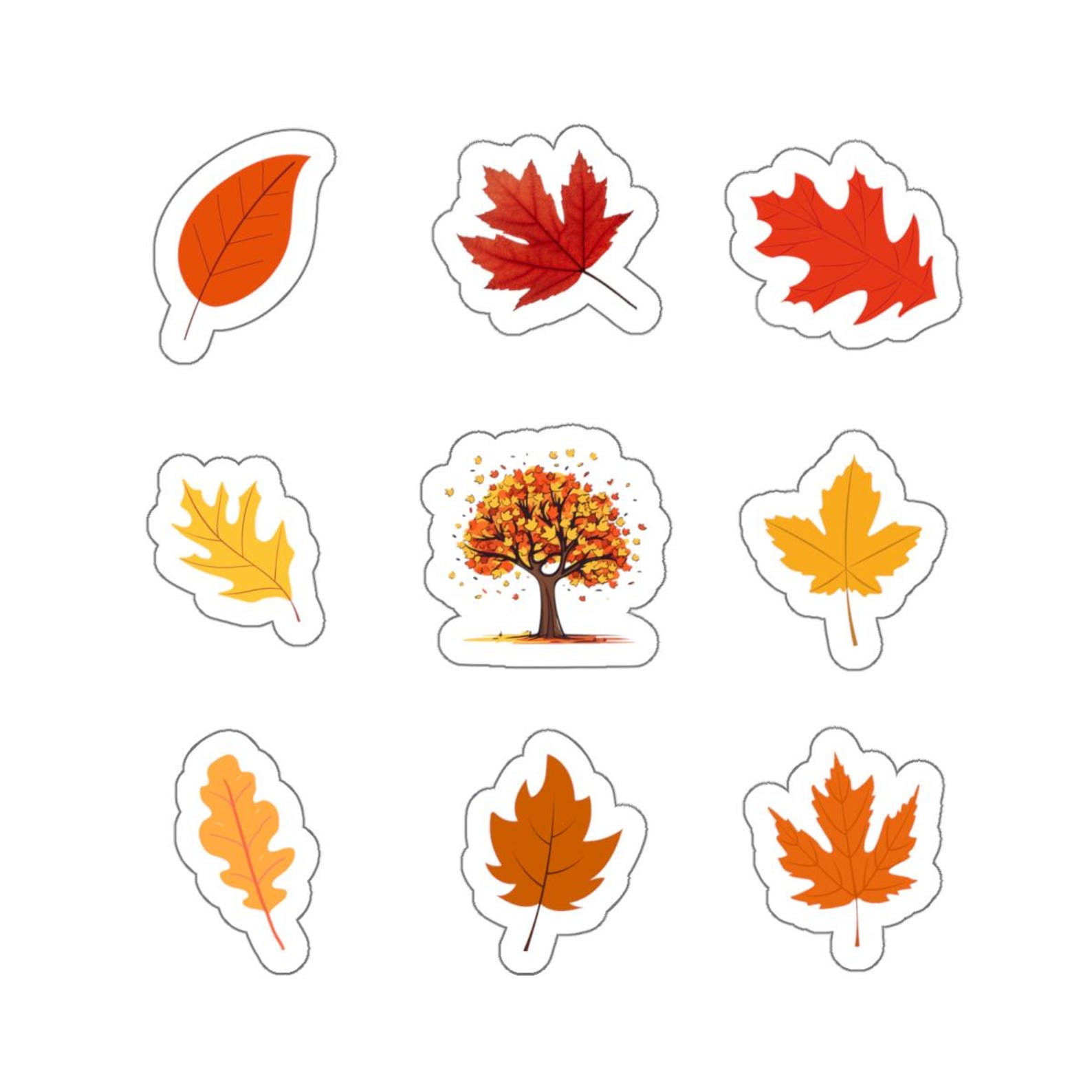Cute Autumn Leaf Sticker Sheet, 9-pack, Crafting, Scrapbooking, Card ...