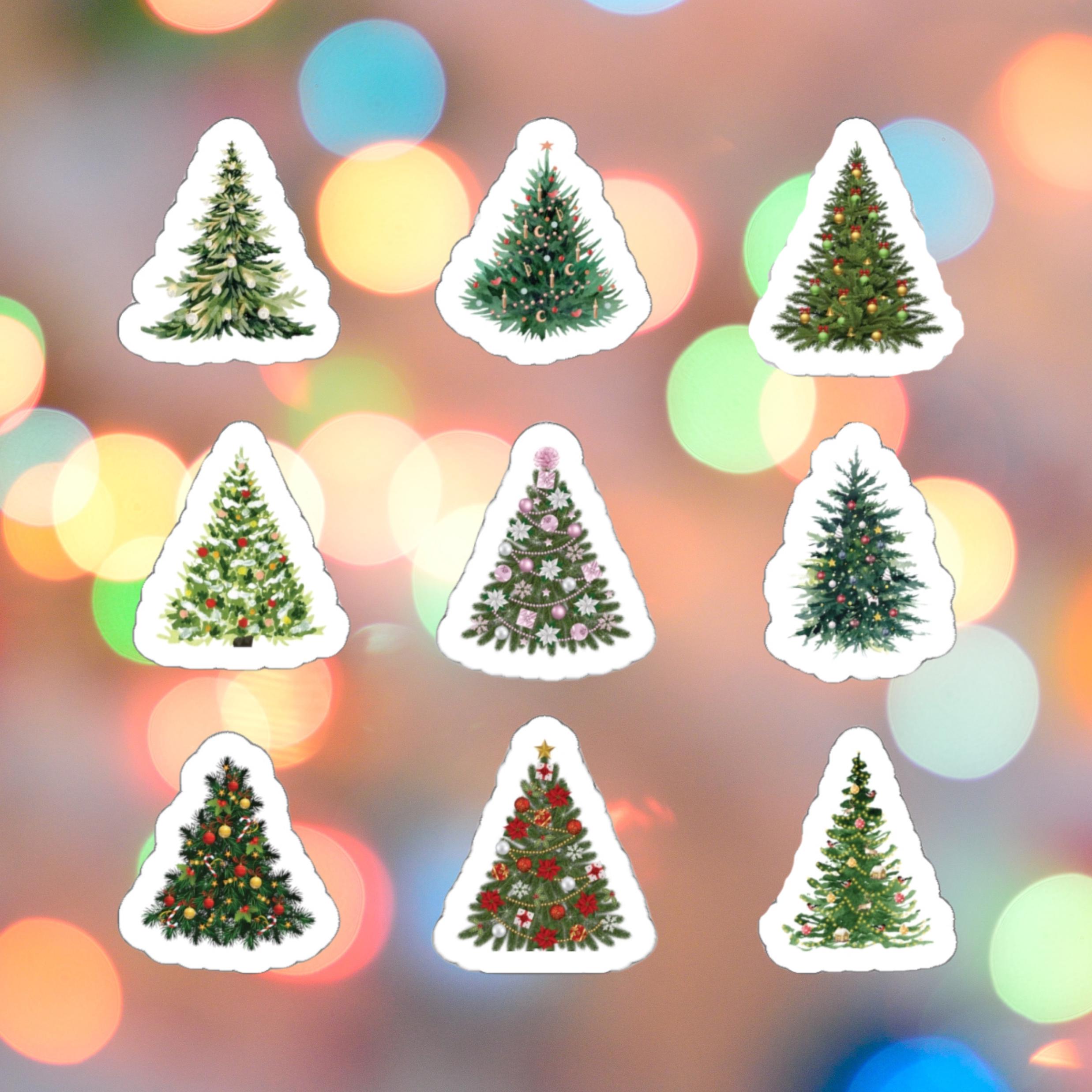 Christmas Tree Sticker Sheet: Holiday Scrapbooking Stickers (9 Pack) - Etsy