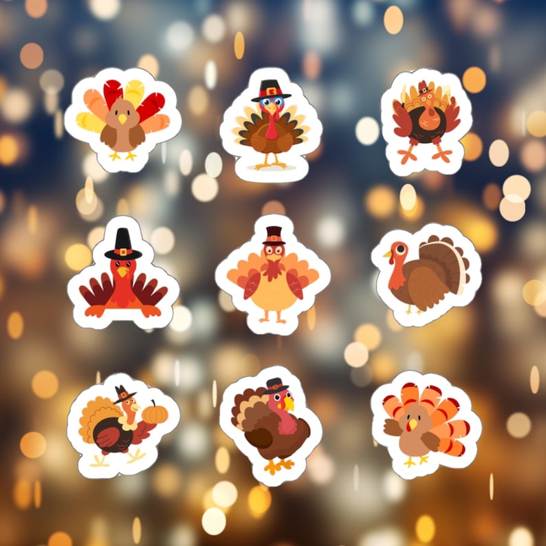 Thanksgiving Turkey Sticker Sheet, 9 Pack, Crafting, Scrapbooking ...