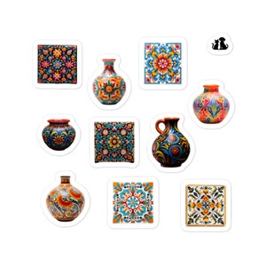 Mexican-style Ceramic Pottery and Mexican Tiles Bubble-free Stickers 10 ...
