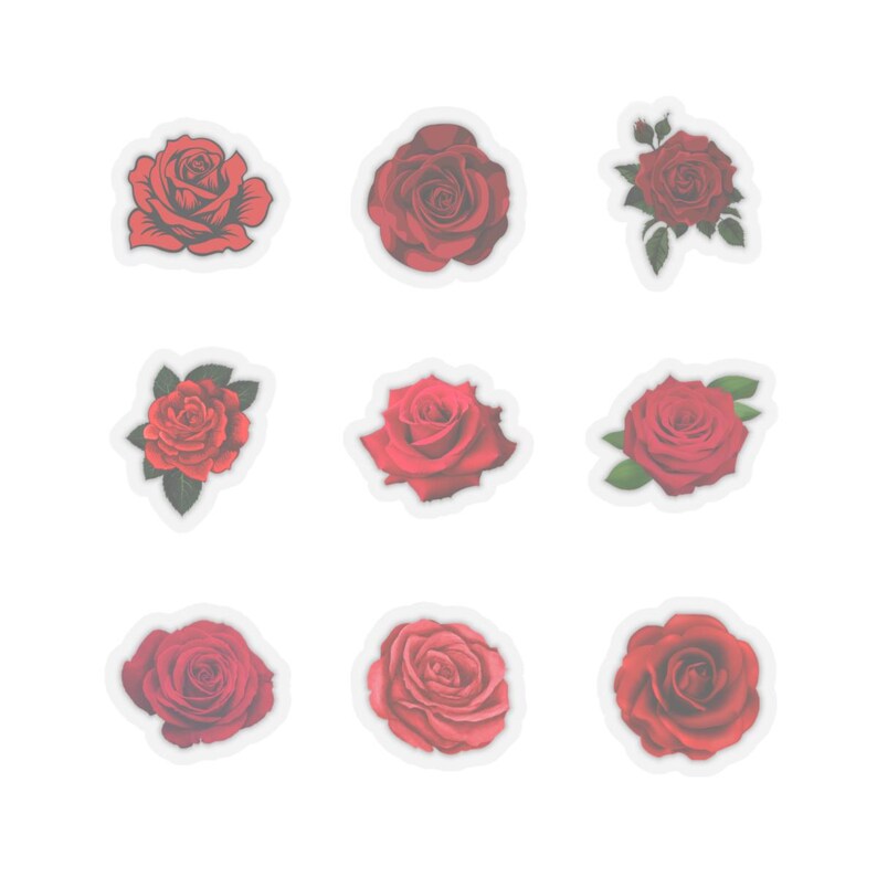 Red Rose Kiss-cut Stickers: Floral Scrapbooking, Card Making - 9 Pack ...