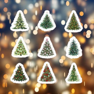 Christmas Tree Sticker Sheet: Holiday Scrapbooking Stickers (9 Pack) - Etsy