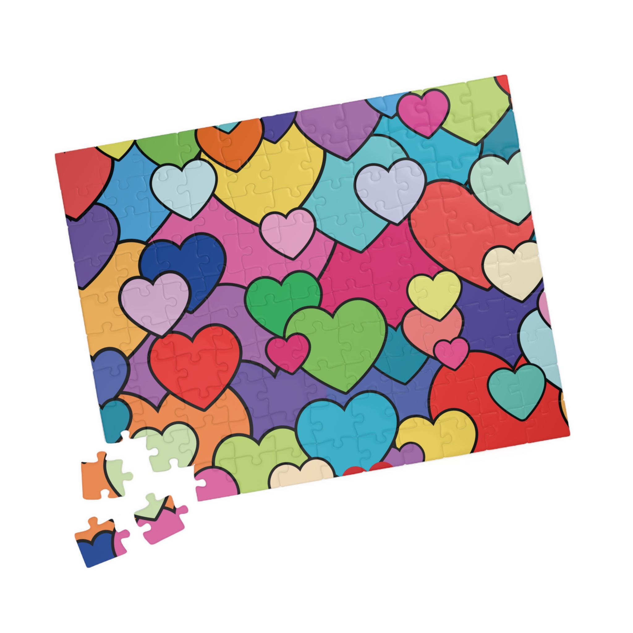 Colorful Hearts Puzzle, Bright and Colorful, Available in 4 Sizes ...
