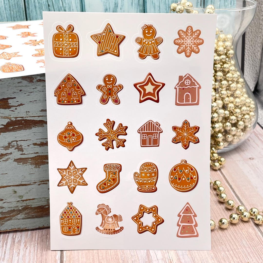 Christmas Gingerbread Cookie Sticker Sheet: Holiday Scrapbooking, 20 ...