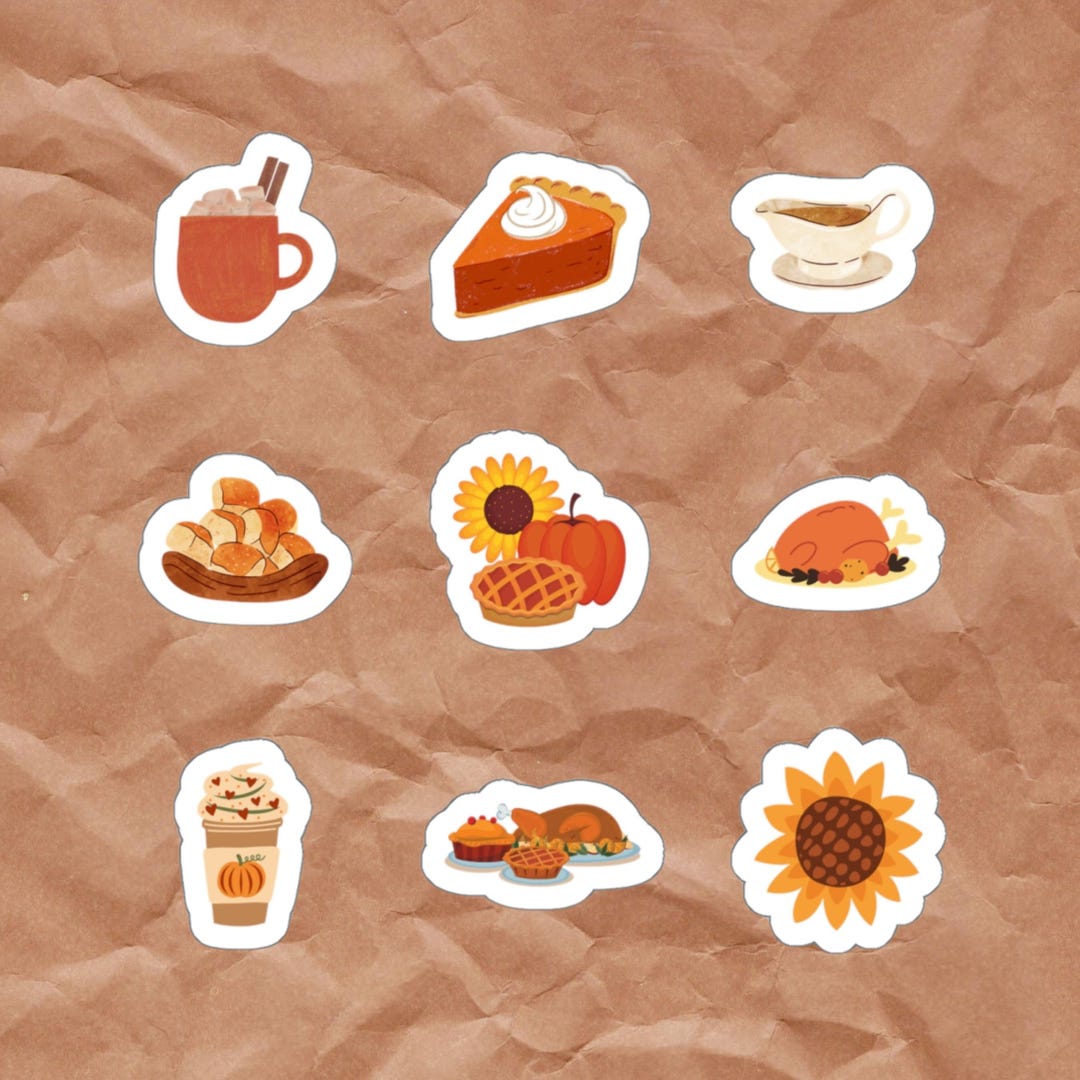 Thanksgiving Feast Sticker Sheet, 9 Pack, Crafting, Scrapbooking ...