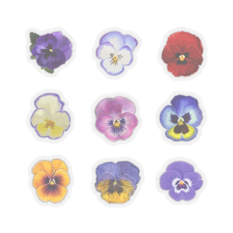 Pansy Flower Sticker Sheet: 9-pack Vinyl Stickers for Crafting - Etsy