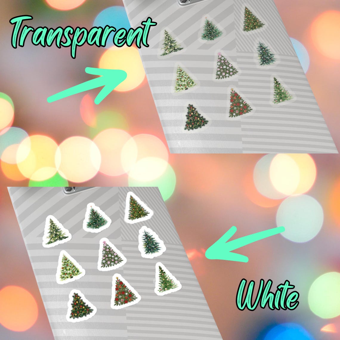 Christmas Tree Sticker Sheet: Holiday Scrapbooking Stickers (9 Pack) - Etsy