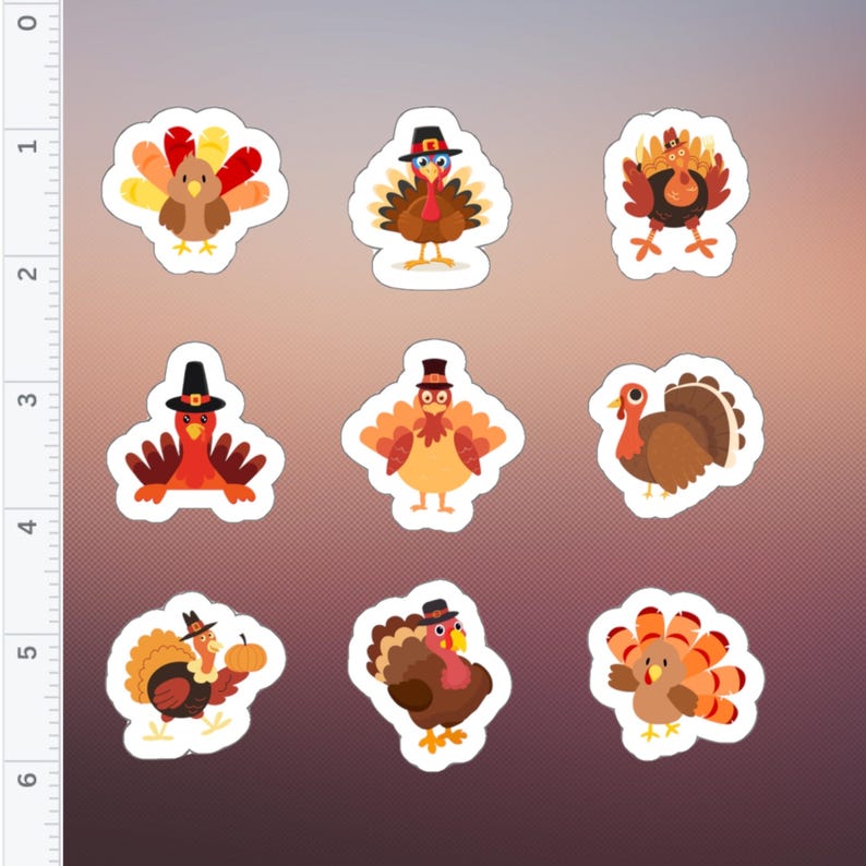 Thanksgiving Turkey Sticker Sheet, 9 Pack, Crafting, Scrapbooking ...