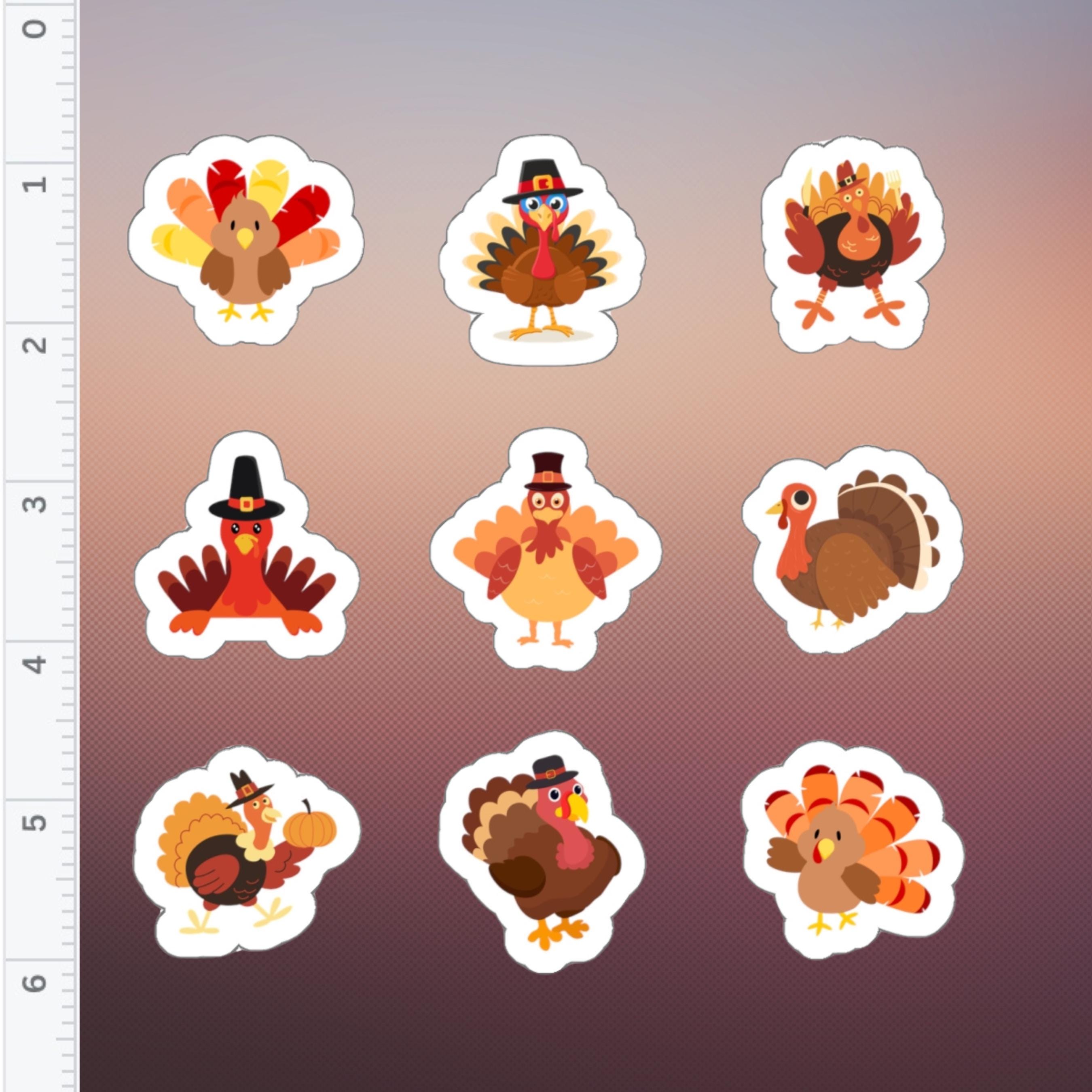 Thanksgiving Turkey Sticker Sheet, 9 Pack, Crafting, Scrapbooking ...