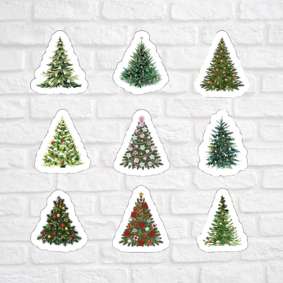 Christmas Tree Sticker Sheet: Holiday Scrapbooking Stickers (9 Pack) - Etsy