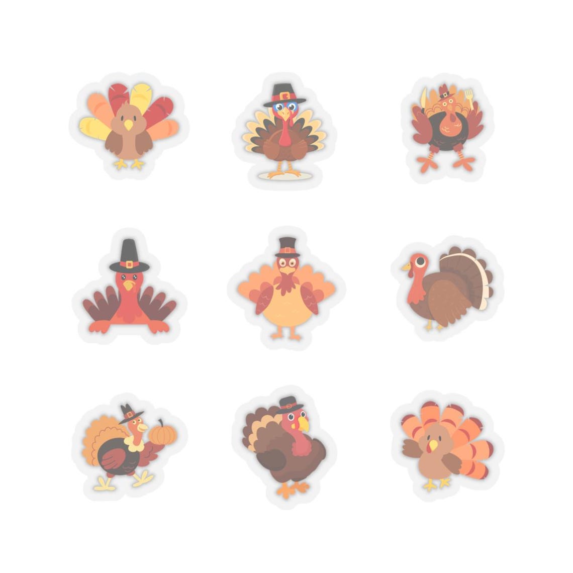 Thanksgiving Turkey Sticker Sheet, 9 Pack, Crafting, Scrapbooking ...