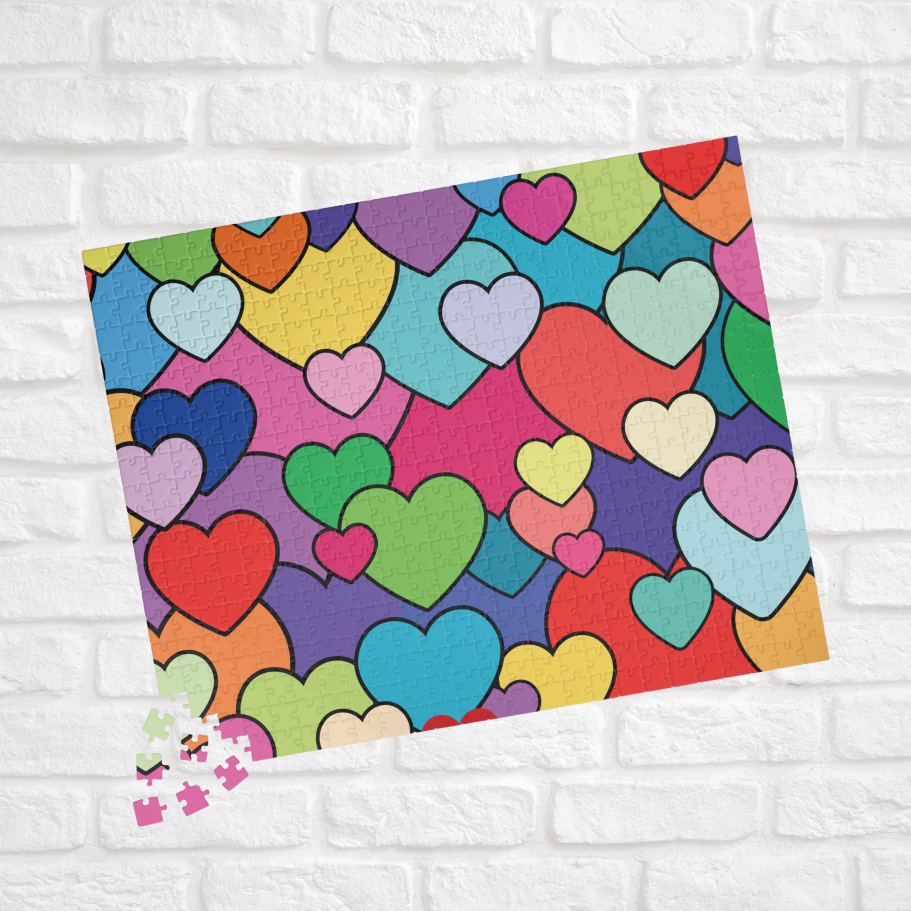 Colorful Hearts Puzzle, Bright and Colorful, Available in 4 Sizes ...
