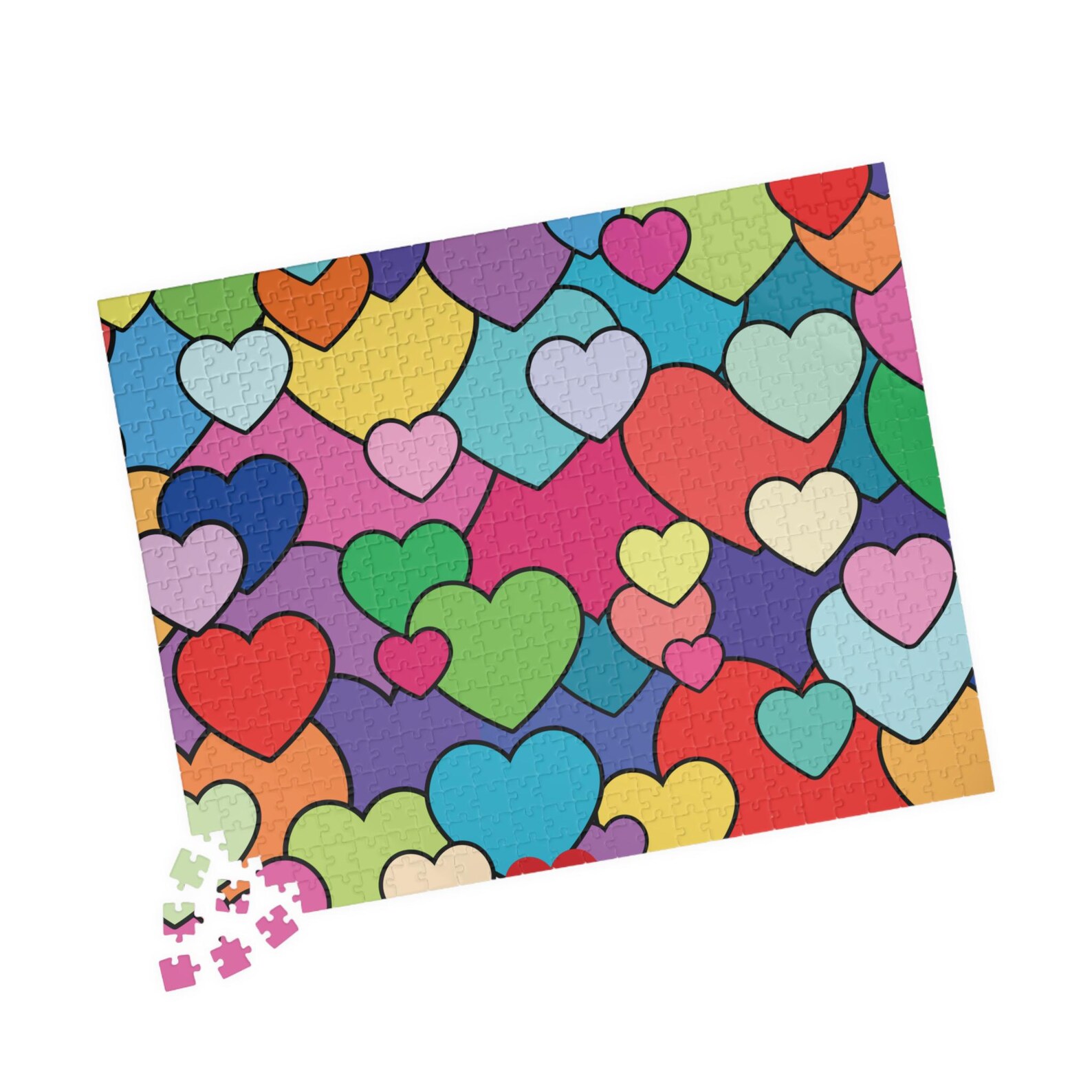 Colorful Hearts Puzzle, Bright and Colorful, Available in 4 Sizes ...