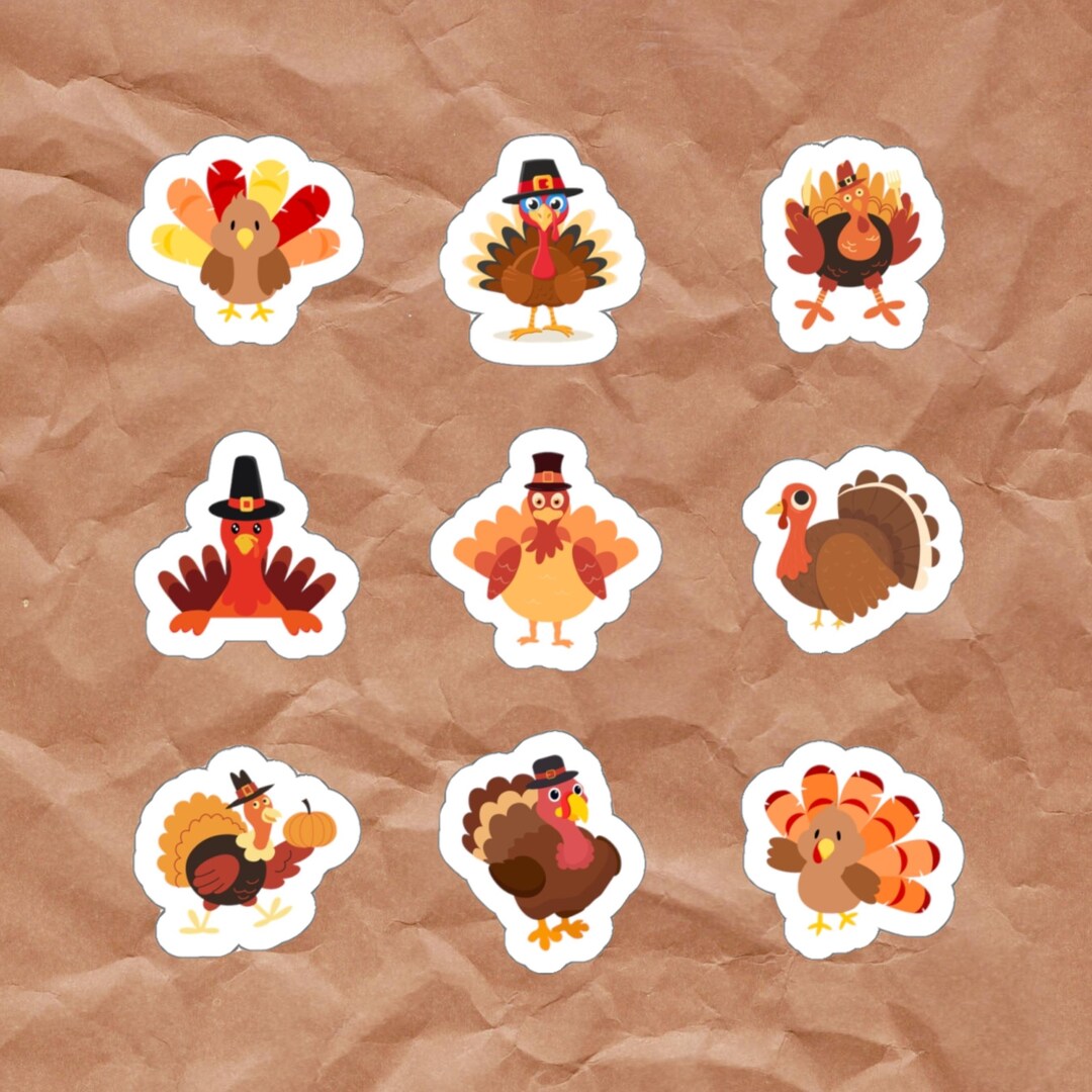 Thanksgiving Turkey Sticker Sheet, 9 Pack, Crafting, Scrapbooking ...