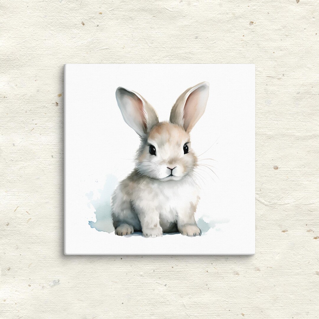 Cute Bunny Wall Art Canvas 2, Kids Room, Babys Room, Fun Decoration ...