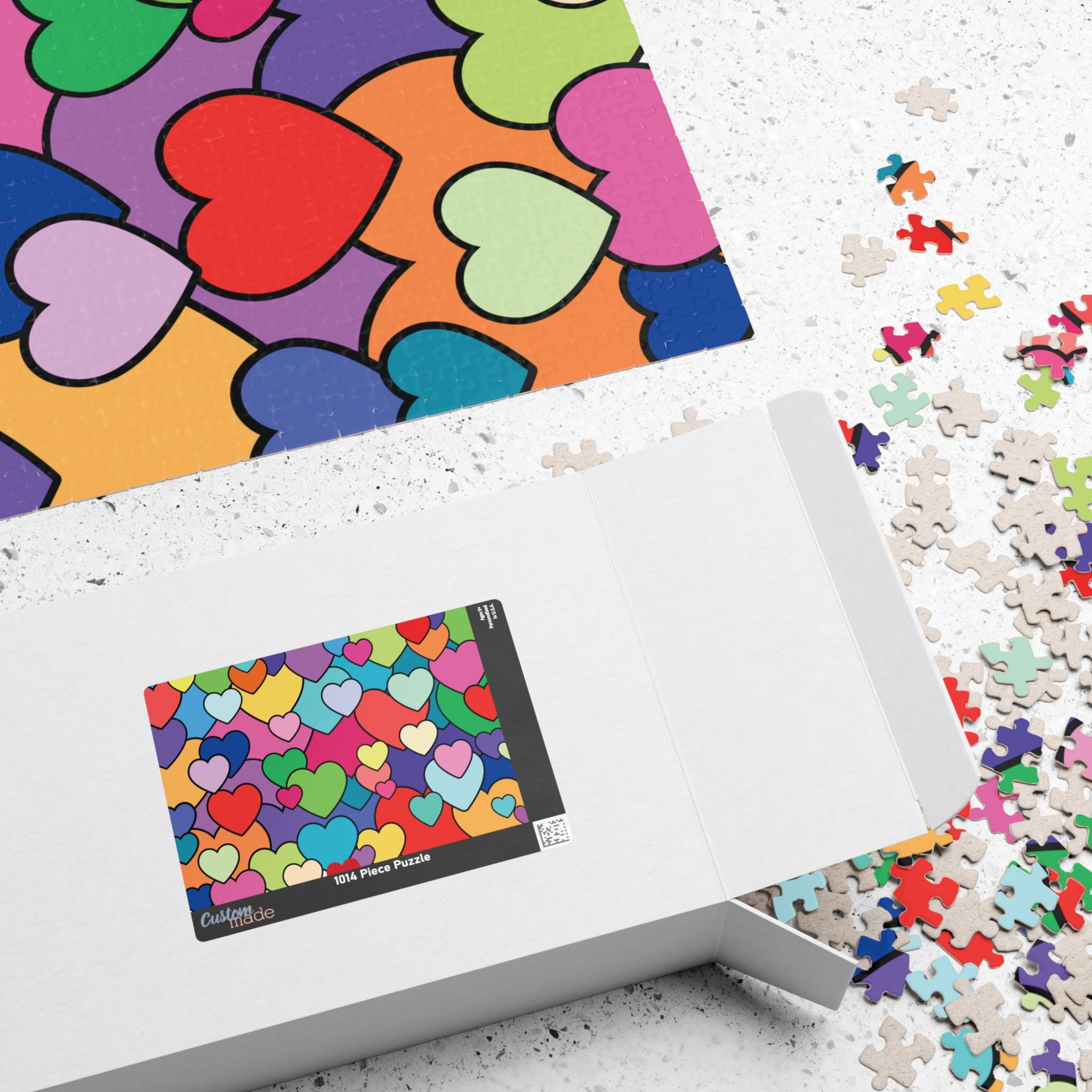 Colorful Hearts Puzzle, Bright and Colorful, Available in 4 Sizes ...