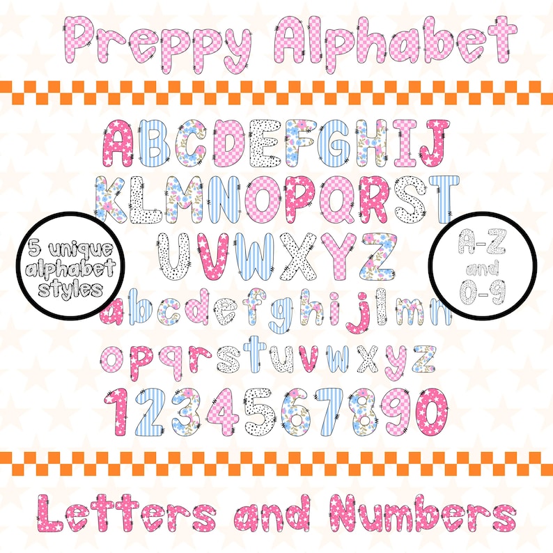 Preppy Retro Back to School Alphabet PNG Coquette Teacher Font Hand ...