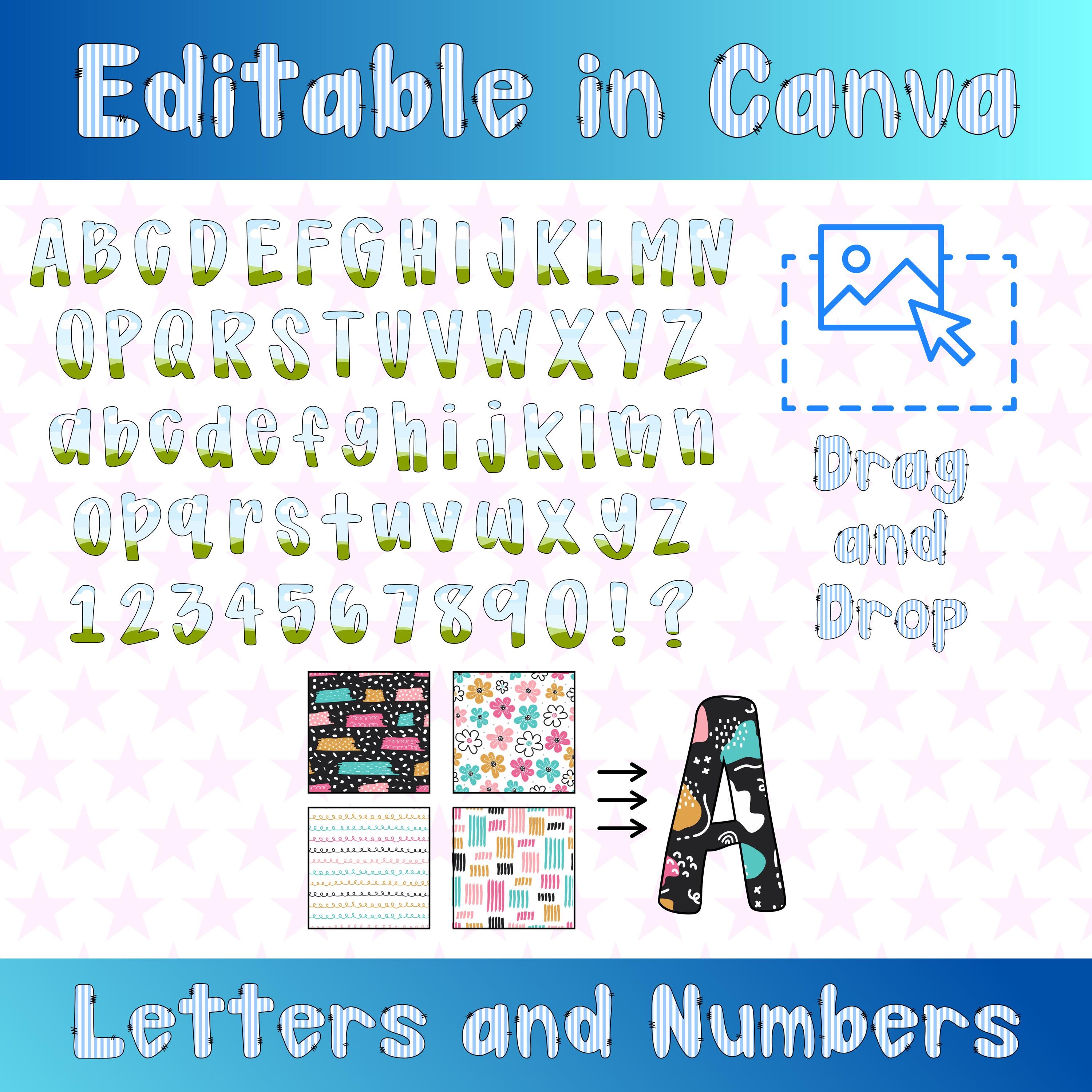 Preppy Doodle Alphabet Frames Canva Template | Editable Letter Frames ...
