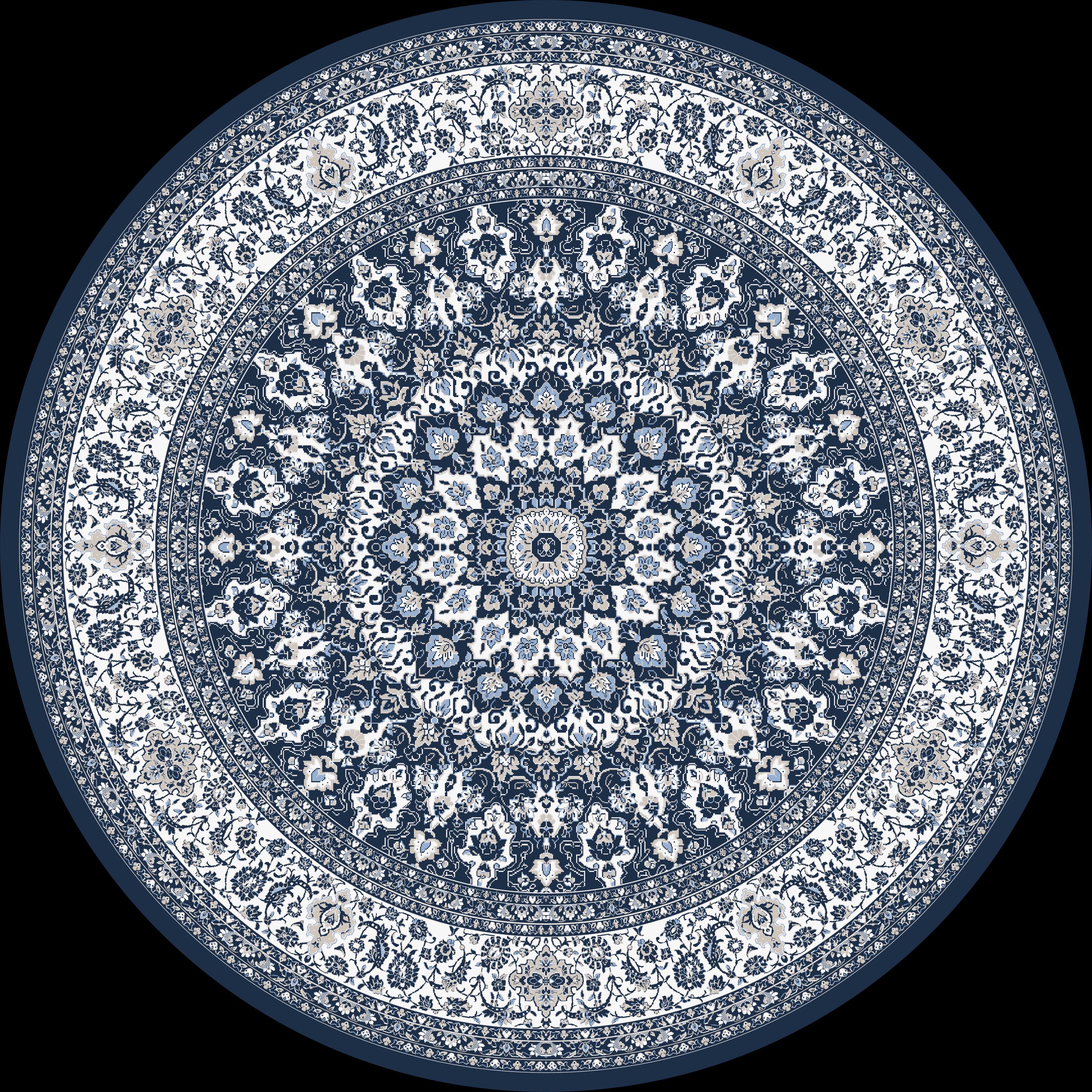 Editable Oriental Rug Vector Pattern: Dark Blue Medallion Design (SVG ...