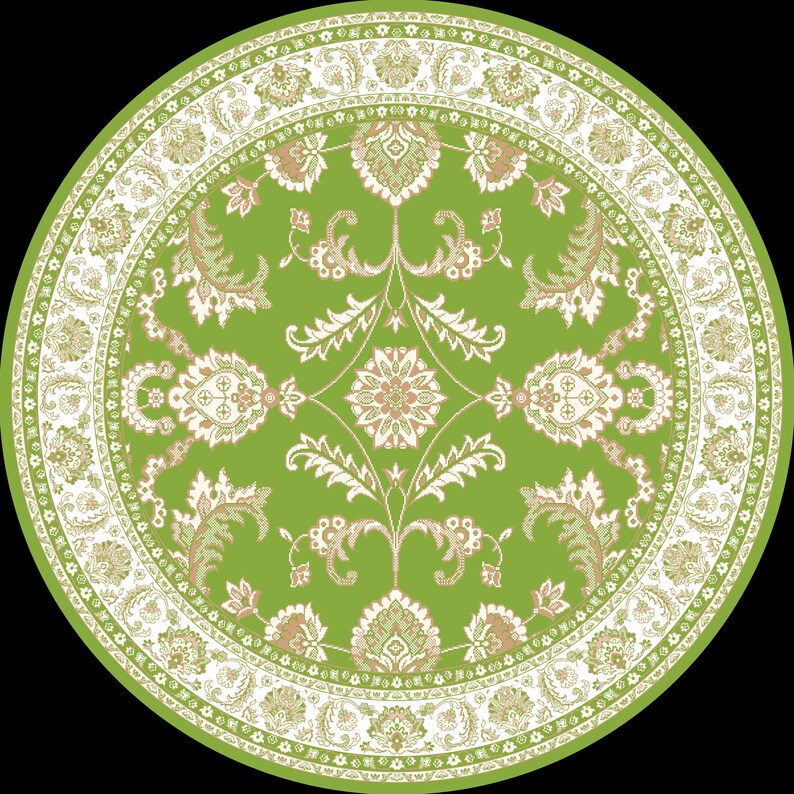 Editable Oriental Rug Vector Pattern: Green Medallion Design (SVG & PDF ...