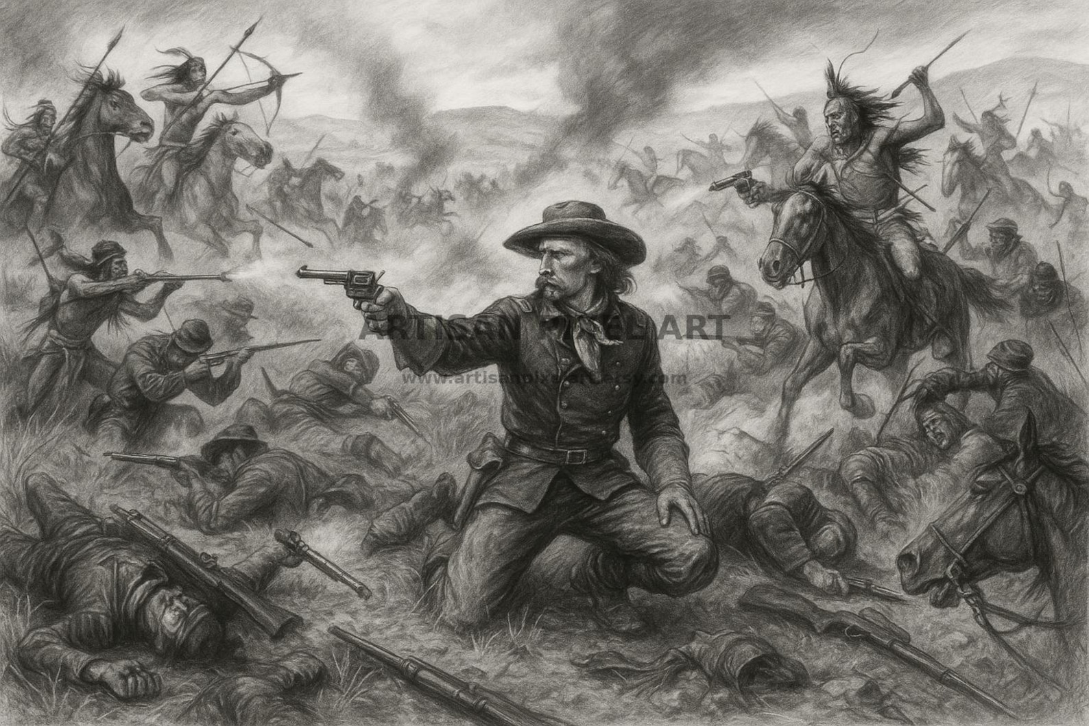 Custer’s Last Stand Graphite Drawing – Battle of Little Bighorn ...