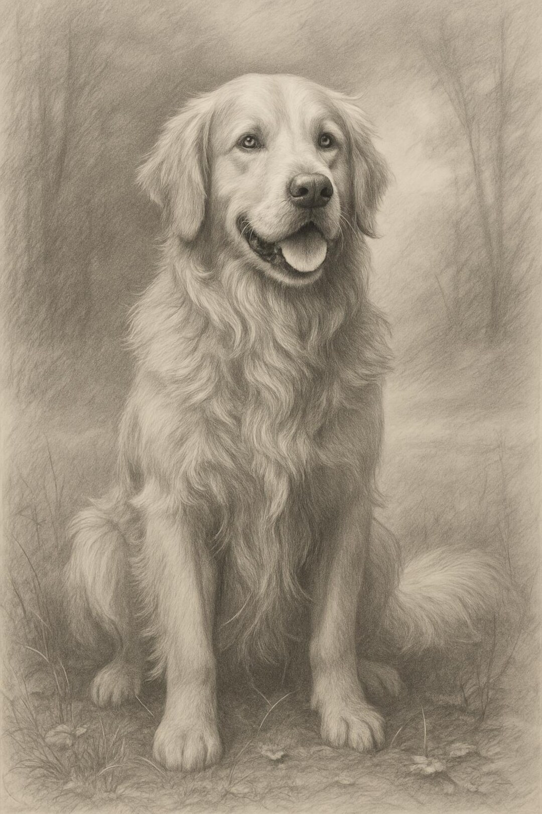 Golden Moment” – Realistic Graphite Pencil Drawing of a Golden ...