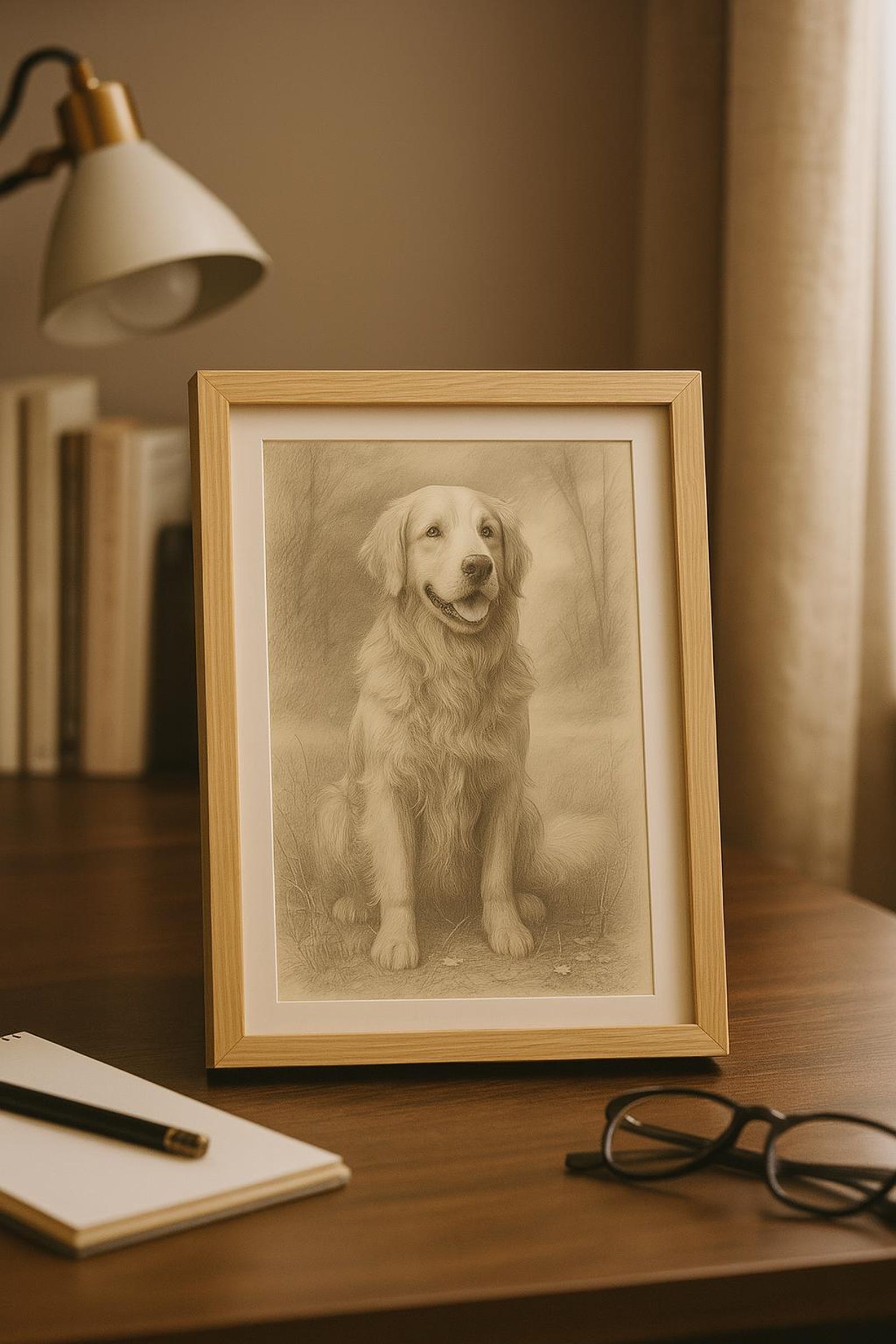 Golden Retriever Graphite Pencil Drawing: Dog Wall Art (digital ...